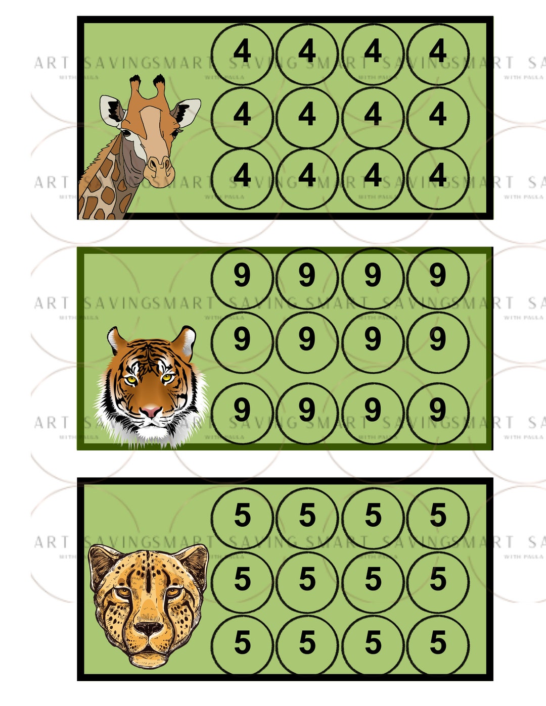 Jungle Animals Mini Savings Challenge - Etsy