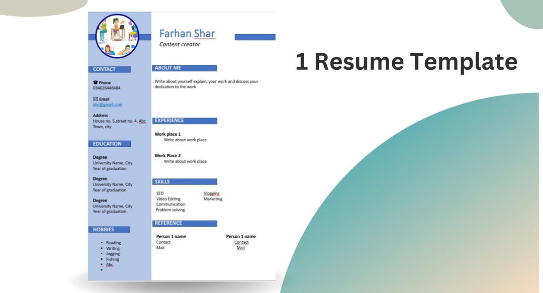 Word Resume Template Colourfull CV Template in Word Format - Etsy
