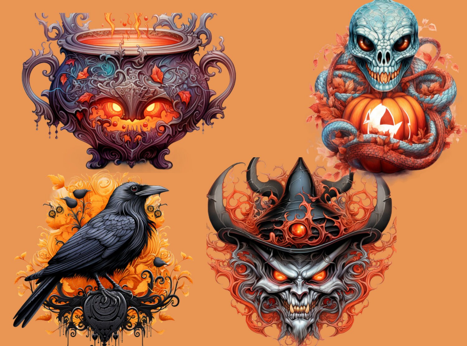 Witch Halloween PNG Set, Commercial Use , Watercolors , Clipart Bundle ...