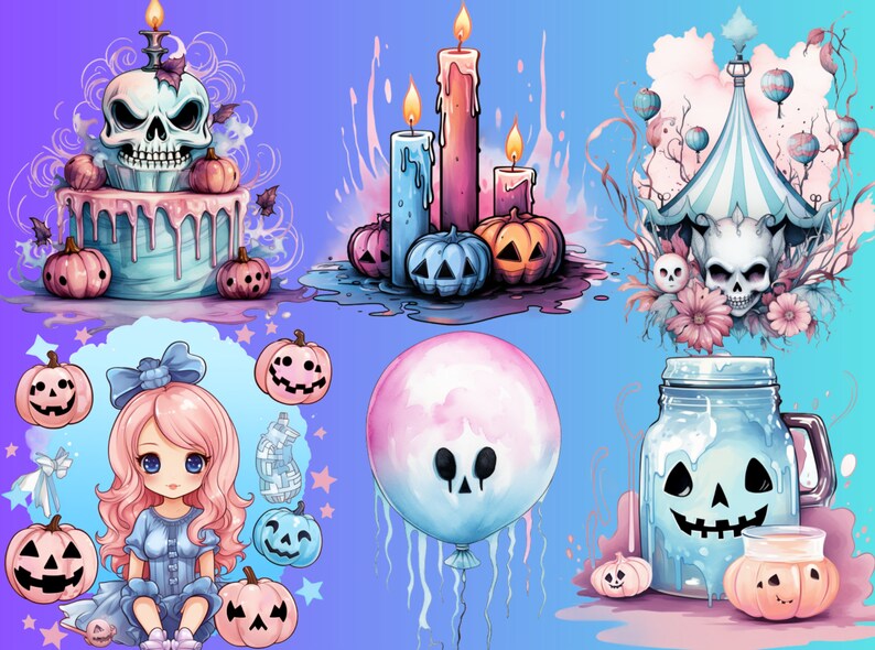 Pastel Halloween Clip Art, PNG Set, for Commercial Use, Bundle Set - Etsy
