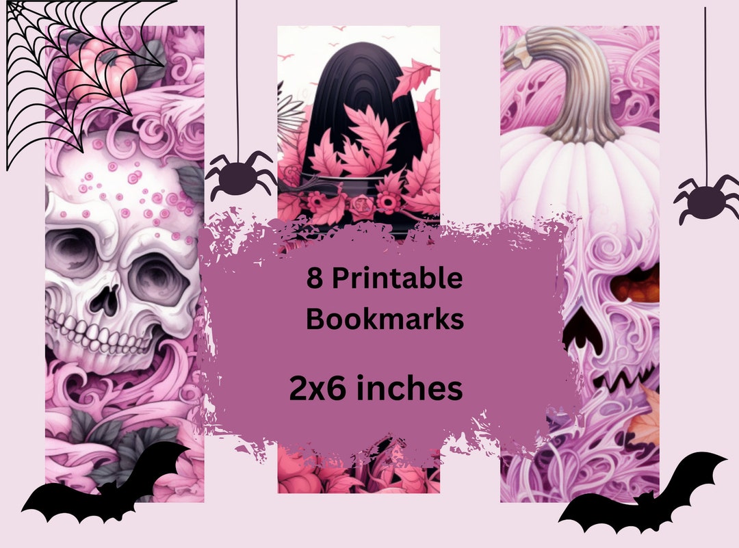 Spooky Cute Printable Bookmark Bundle Set, PNG Spooky Girly ...