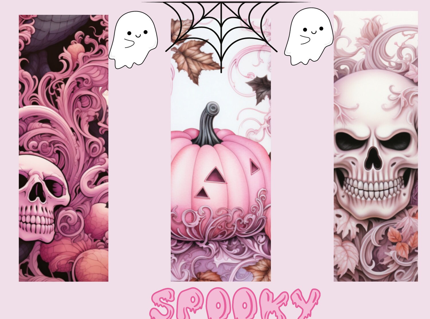 Spooky Cute Printable Bookmark Bundle Set, PNG Spooky Girly ...