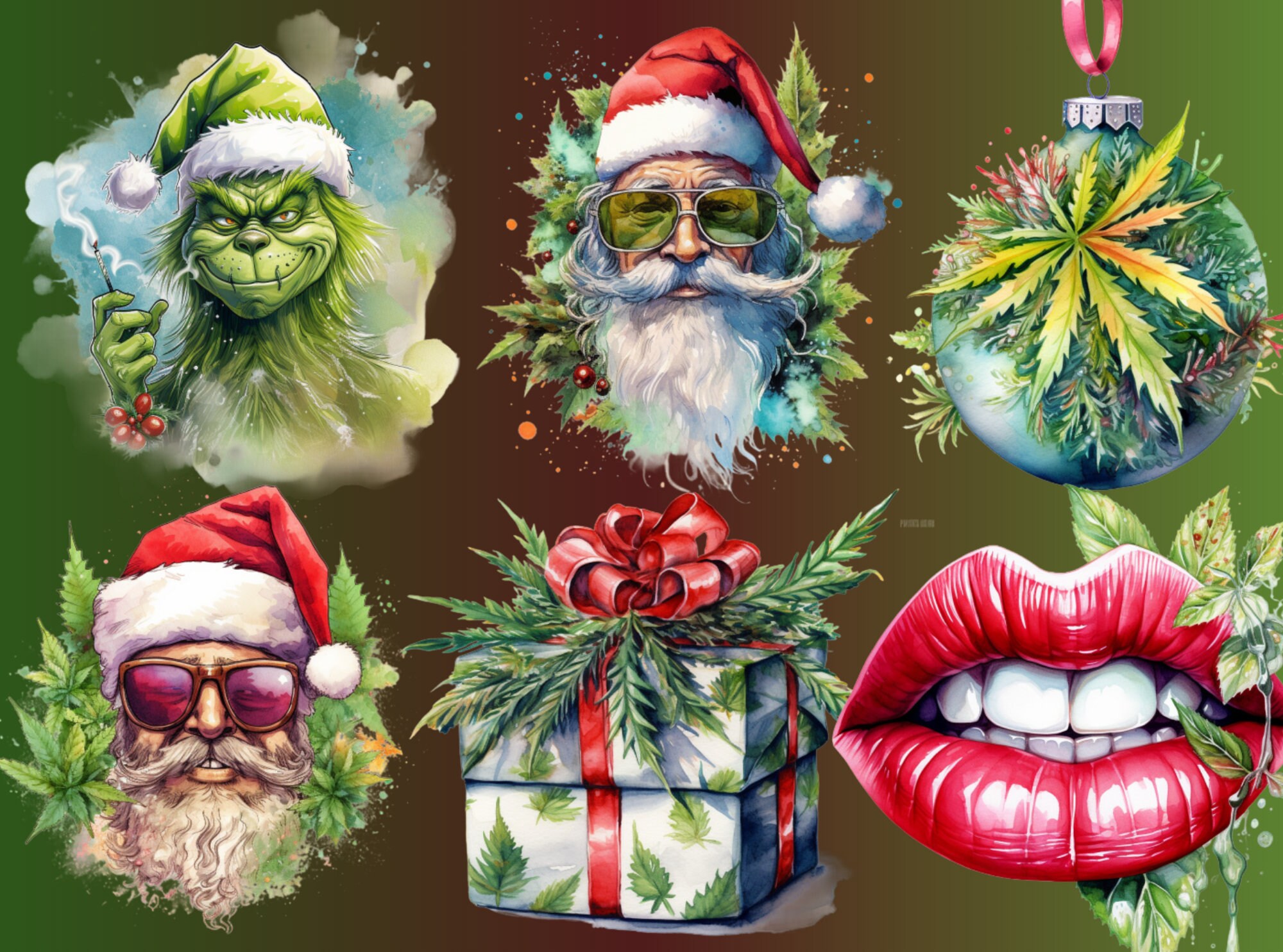 Weed Christmas Bundle/ Cannabis Theme Xmas/ Holiday Marijuana / PNG ...