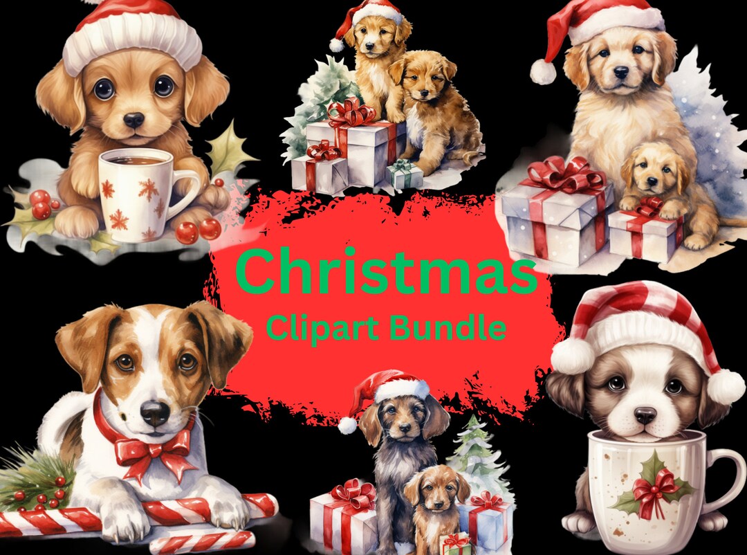 Water Color Cute Puppy / Xmas Bundle Clip Art/ PNG Clip Art / - Etsy