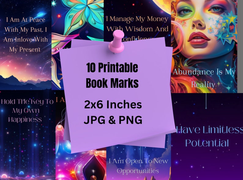 Printable Bookmarks, Positive Affirmations Bookmark, Bundle Set, PNG ...