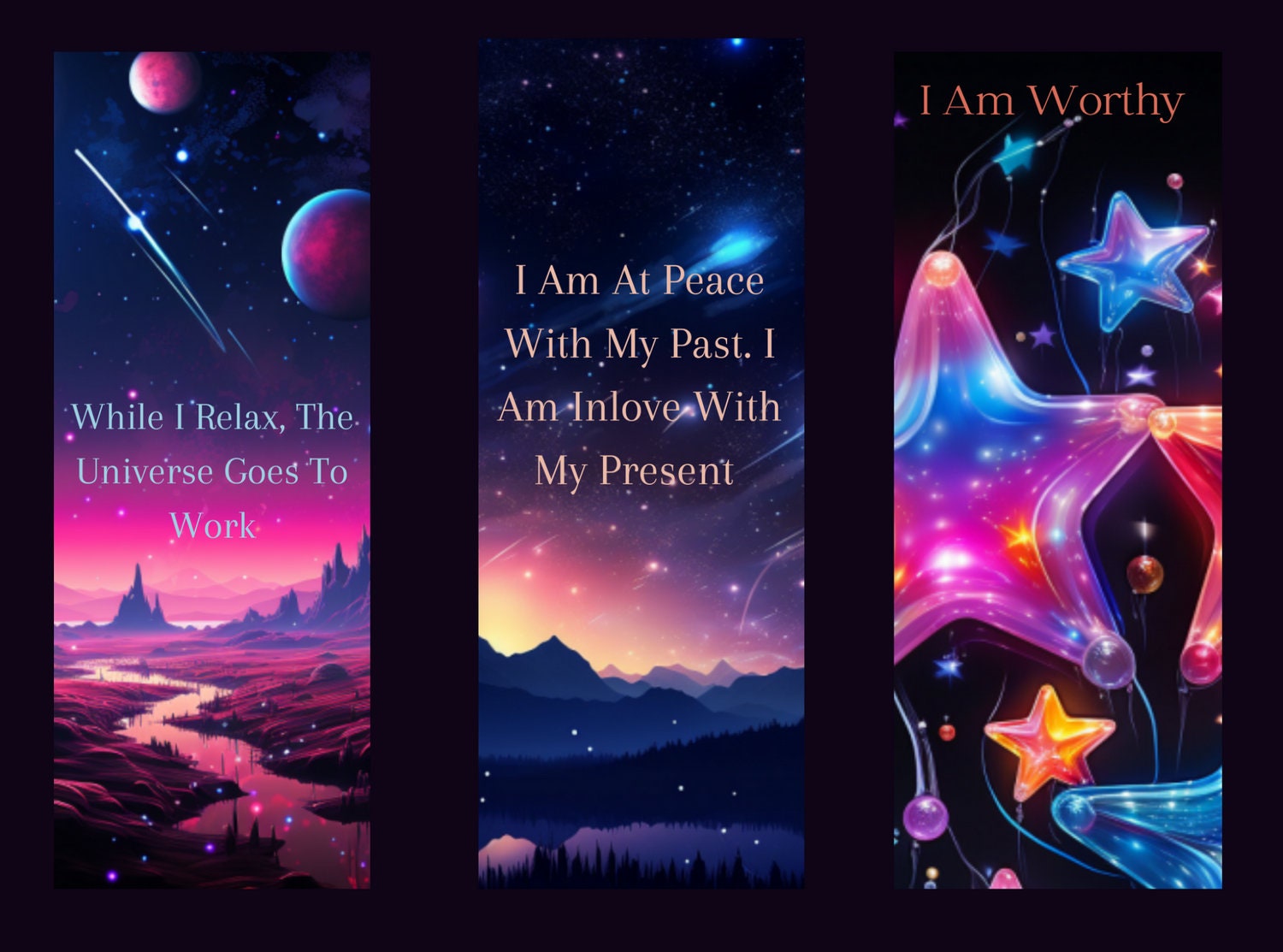 Printable Bookmarks, Positive Affirmations Bookmark, Bundle Set, PNG ...
