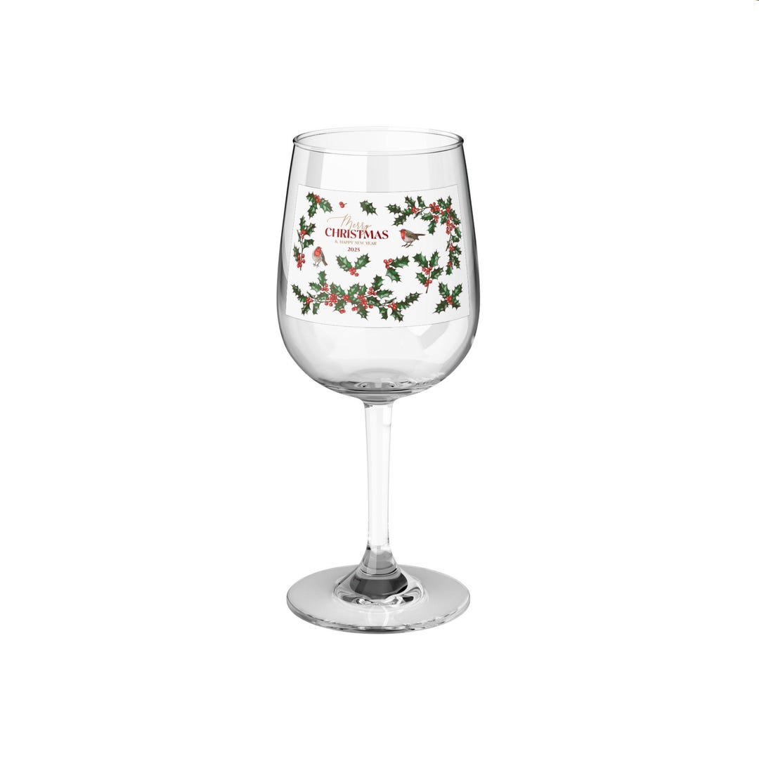 Christmas Wine Glass, Festive Holiday Drinkware, 12oz Stemmed Glass ...