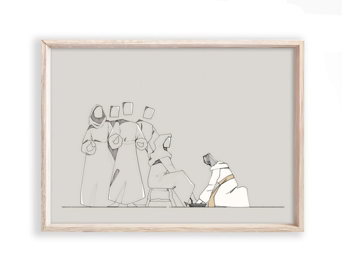 Art Print, Religious Art, Jesus Christ Washing Disciples Feet ...