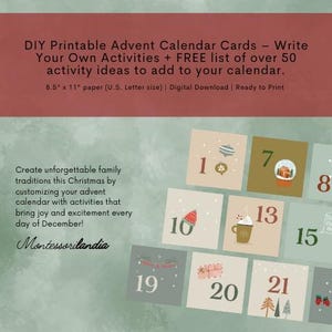 DIY Printable Advent Calendar Cards | 25 Days of Christmas Countdown ...