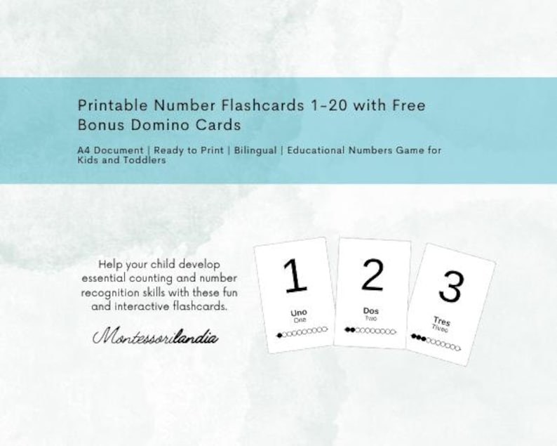 Printable Number Flashcards 1-20 With Free Bonus Domino Cards – Learn ...