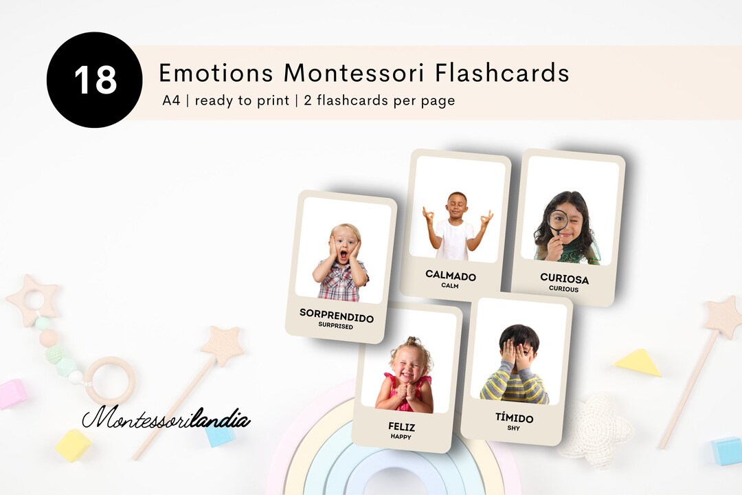 18 Emotions Montessori Flashcards With Real Kids Photos | Feelings ...