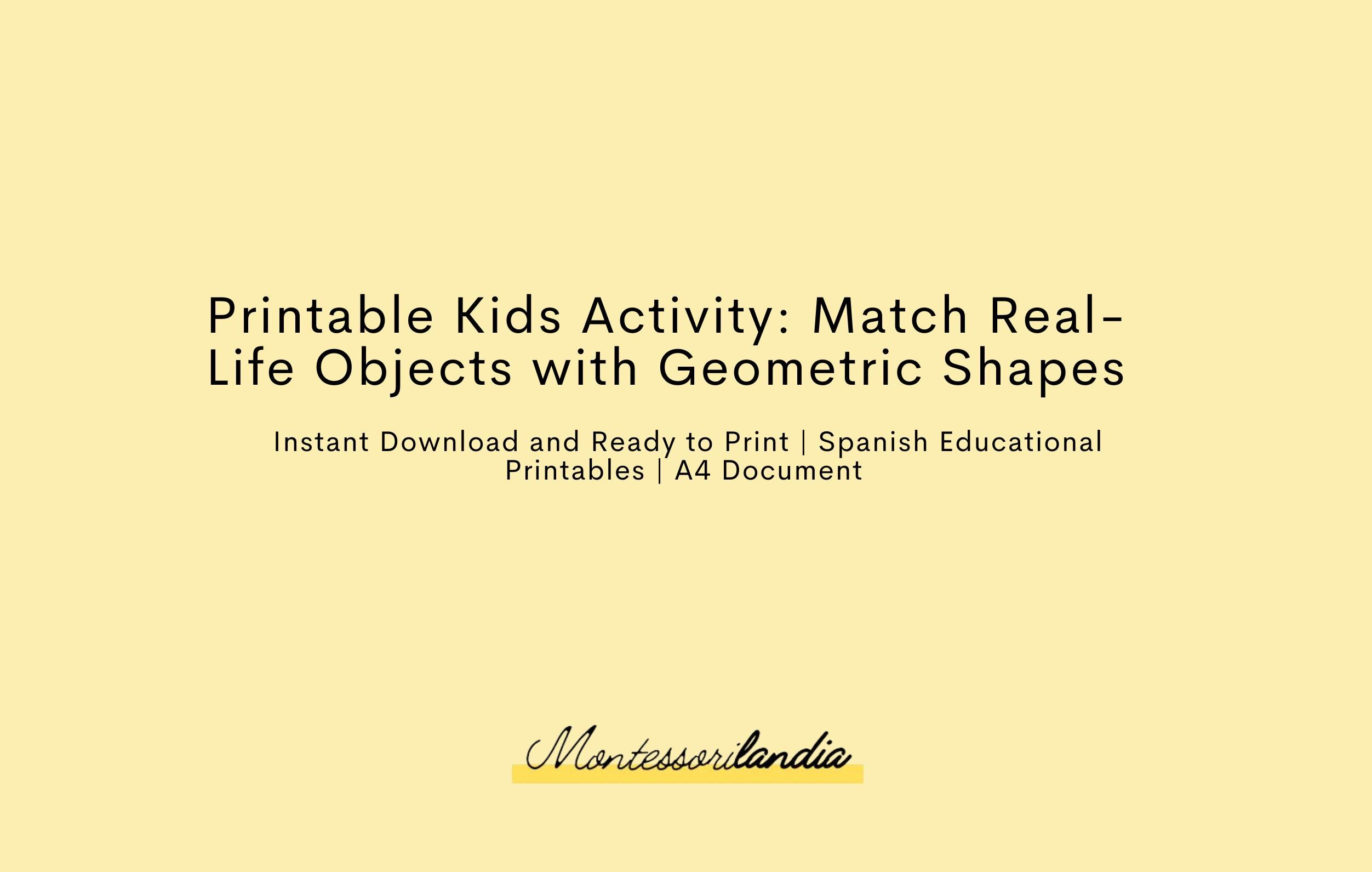 Printable Kids Activity: Match Real-life Objects With Geometric Shapes - Instant Download ...