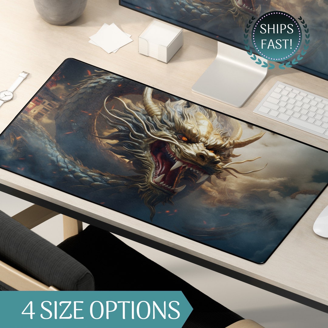 Dragon Gaming Desk Mat Chinese Dragon Mousepad Fantasy Desk - Etsy