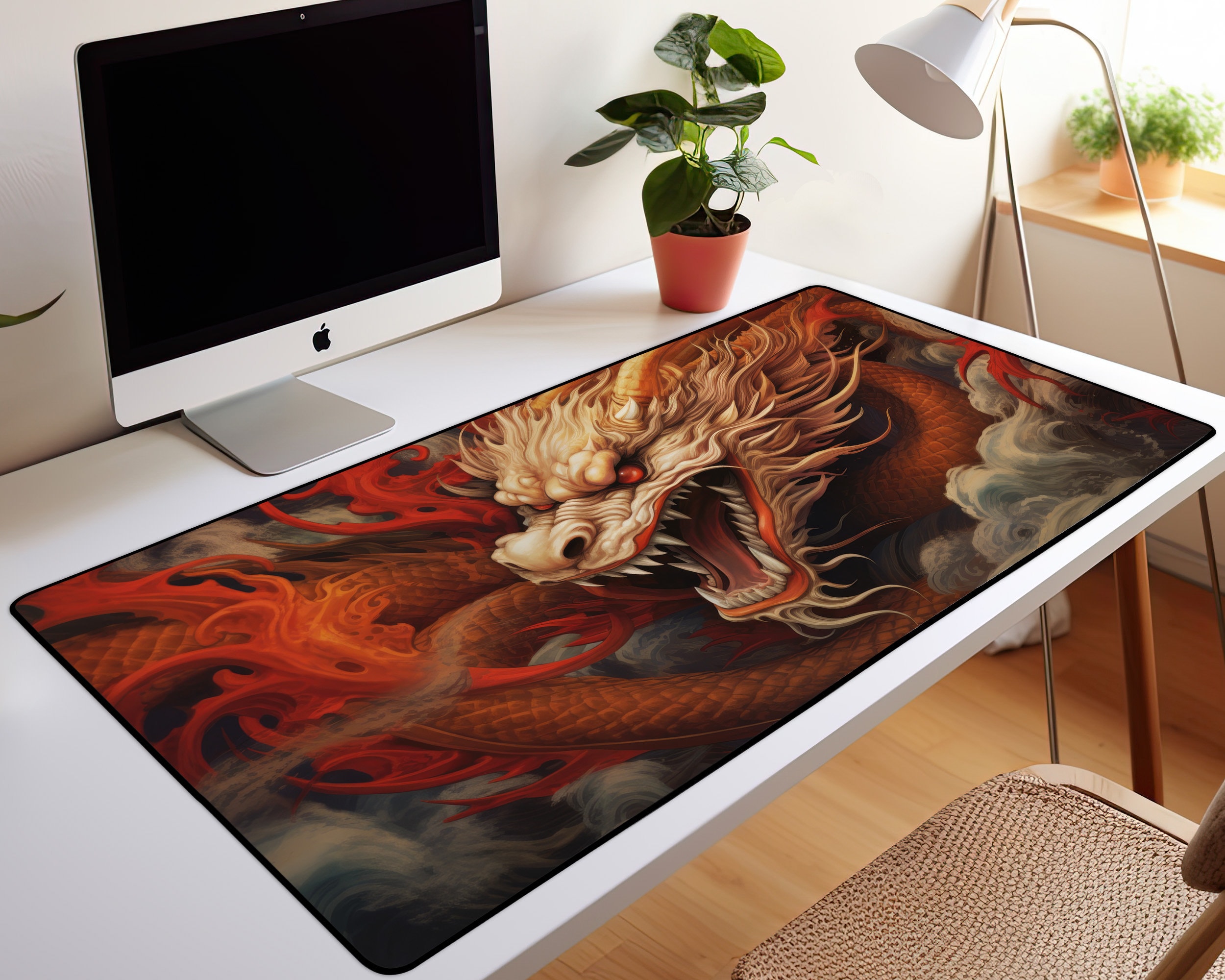 Dragon Gaming Desk Mat Chinese Dragon Mousepad Fantasy Desk - Etsy