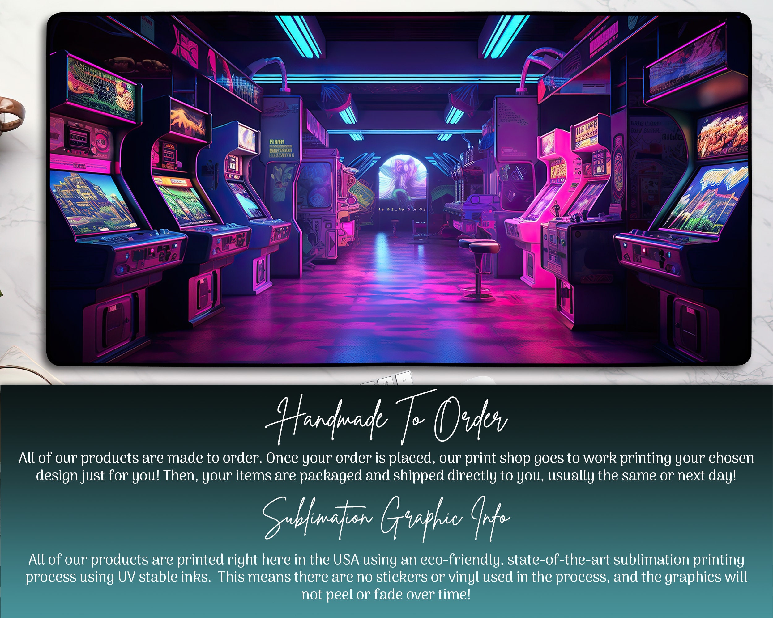 Lofi Arcade Desk Mat Neoprene Gaming Mat Japanse Arcade - Etsy