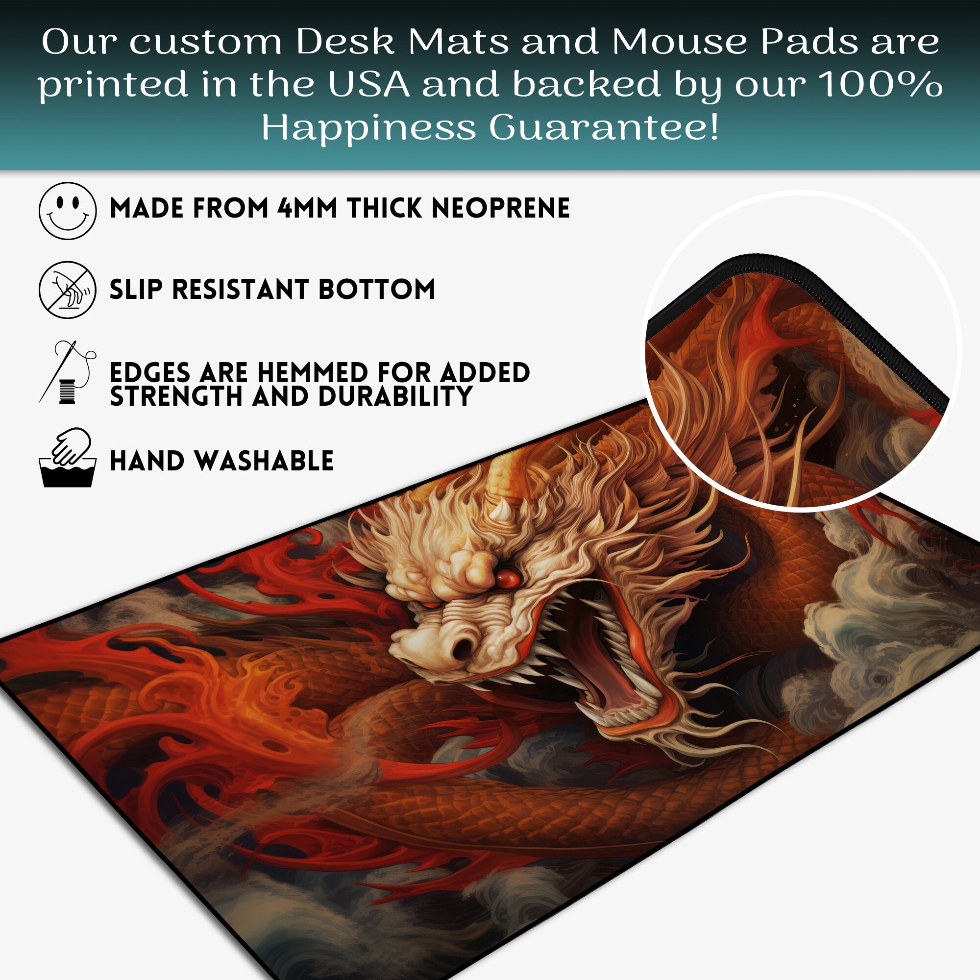 Dragon Gaming Desk Mat Chinese Dragon Mousepad Fantasy Desk - Etsy