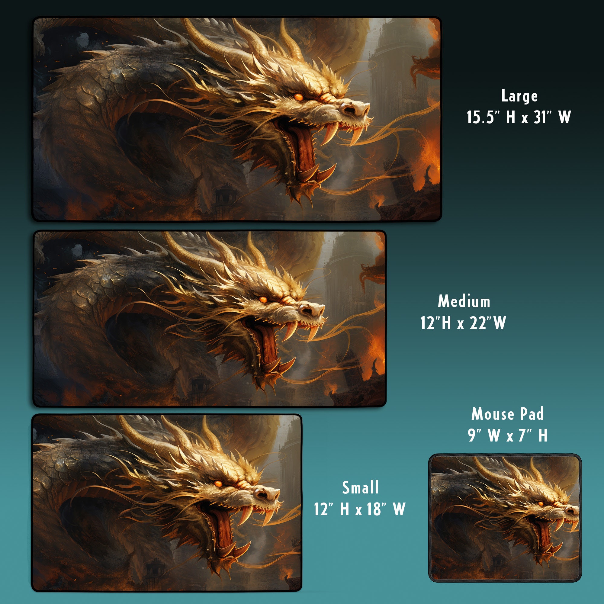 Dragon Gaming Desk Mat Chinese Dragon Mousepad Fantasy Desk - Etsy