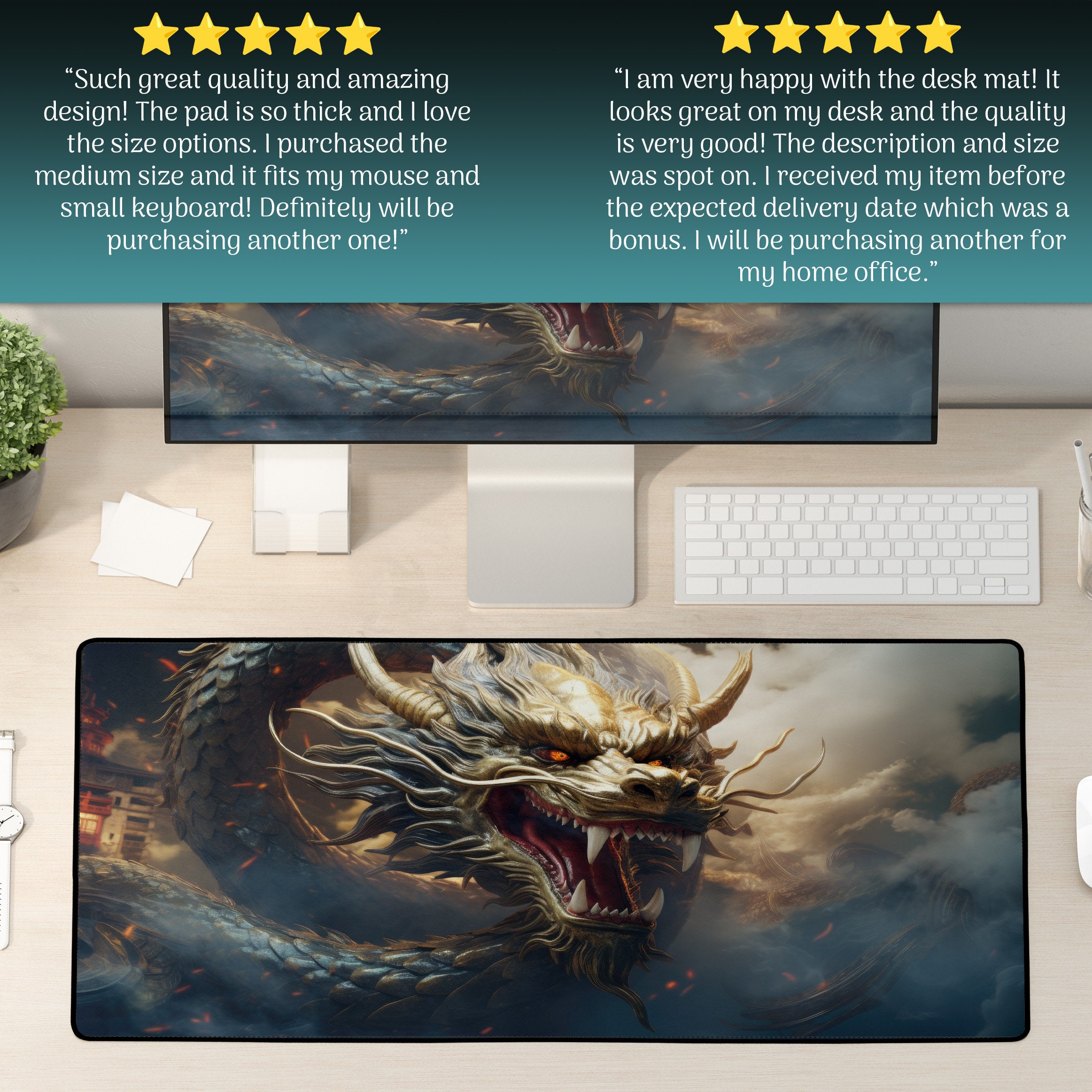 Dragon Gaming Desk Mat Chinese Dragon Mousepad Fantasy Desk - Etsy