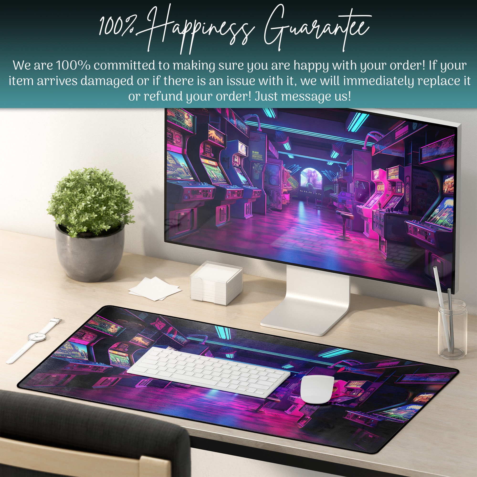 Lofi Arcade Desk Mat Neoprene Gaming Mat Japanse Arcade - Etsy