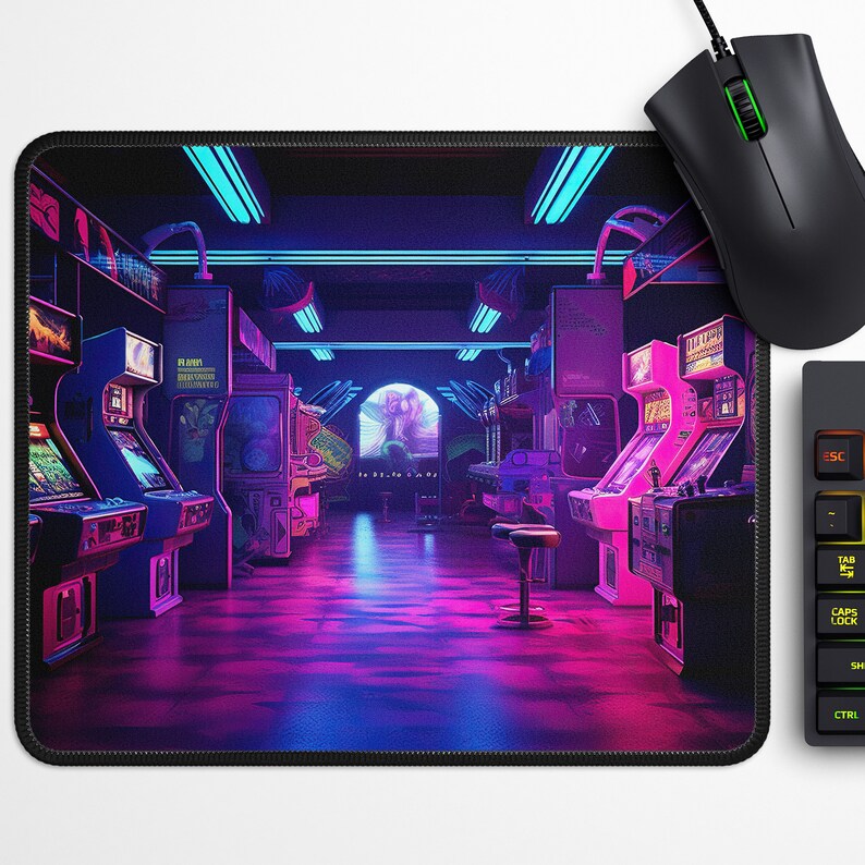 Lofi Arcade Desk Mat Neoprene Gaming Mat Japanse Arcade - Etsy