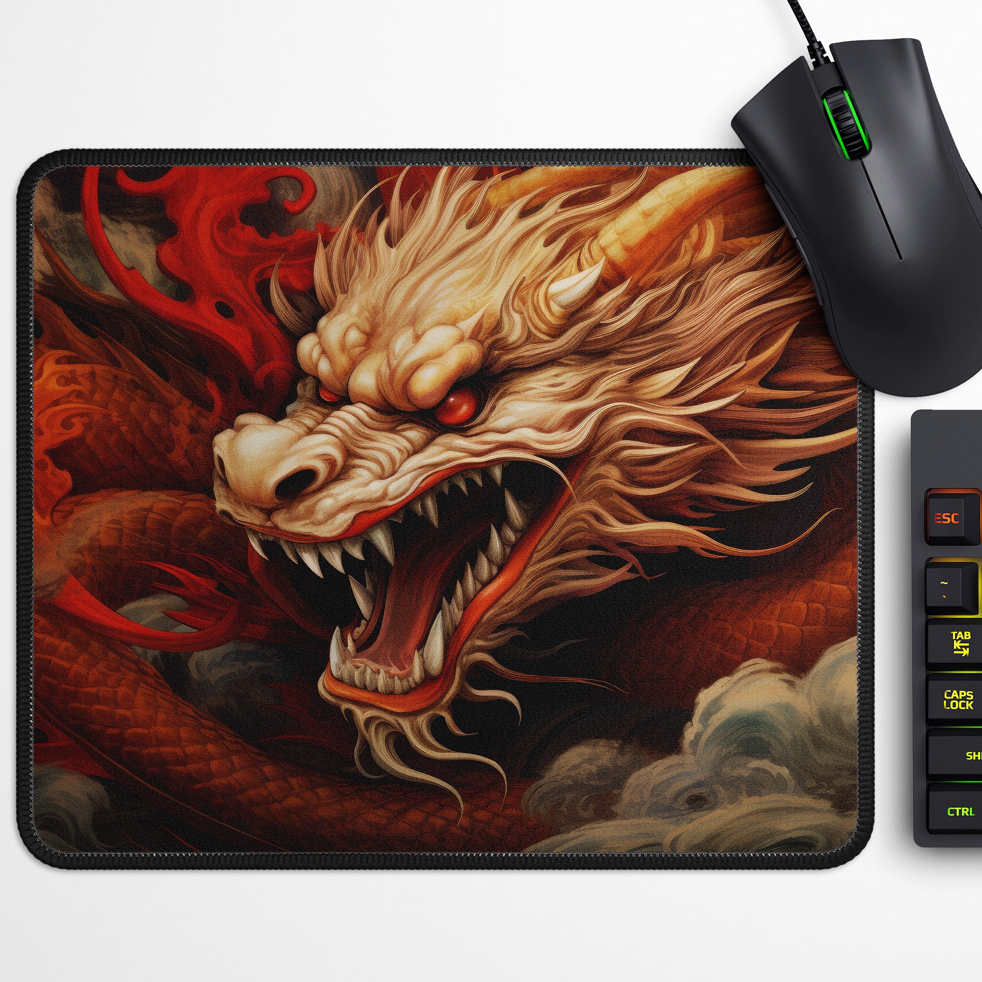 Dragon Gaming Desk Mat Chinese Dragon Mousepad Fantasy Desk - Etsy