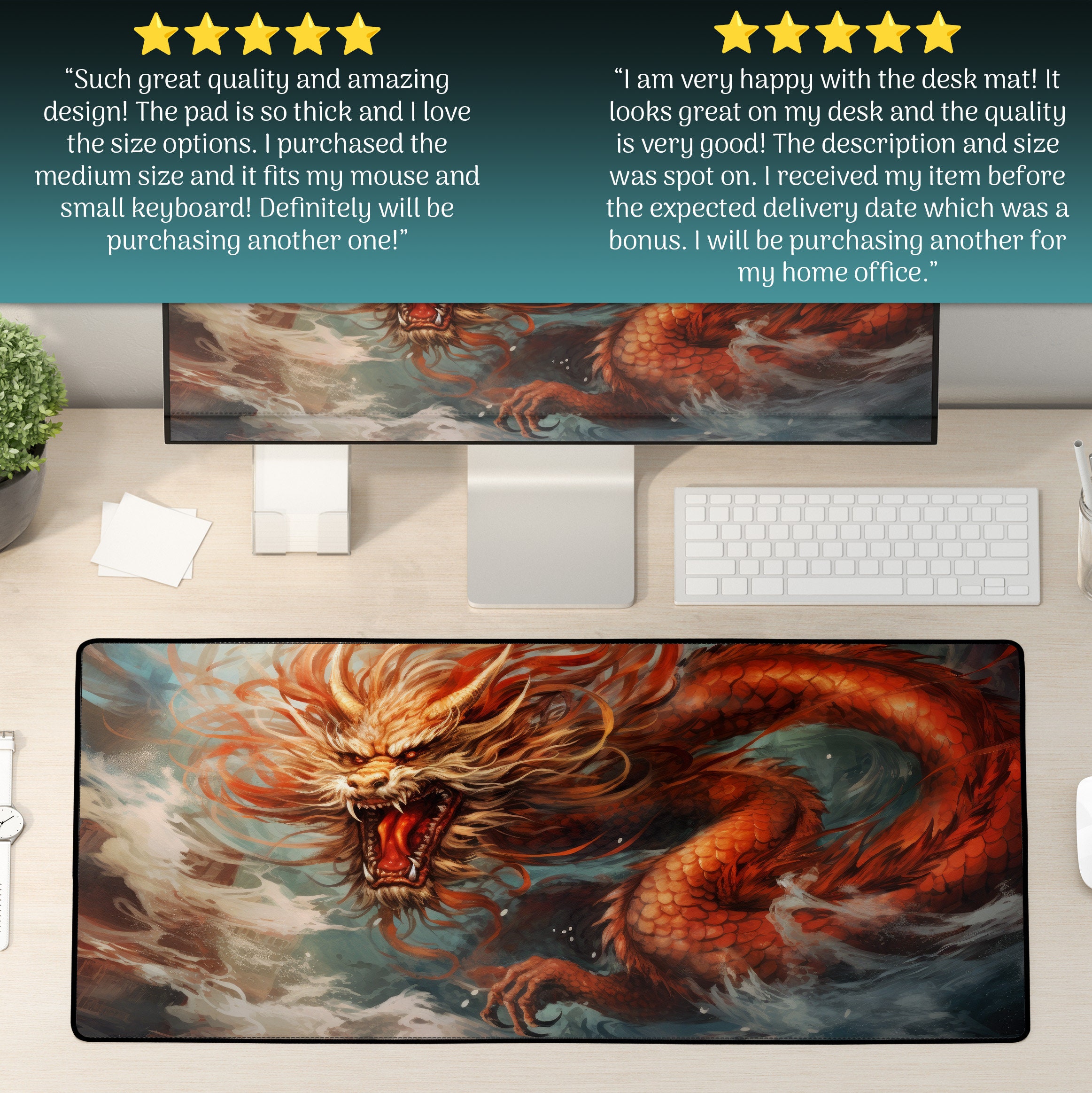 Dragon Gaming Desk Mat Chinese Dragon Mousepad Fantasy Desk - Etsy