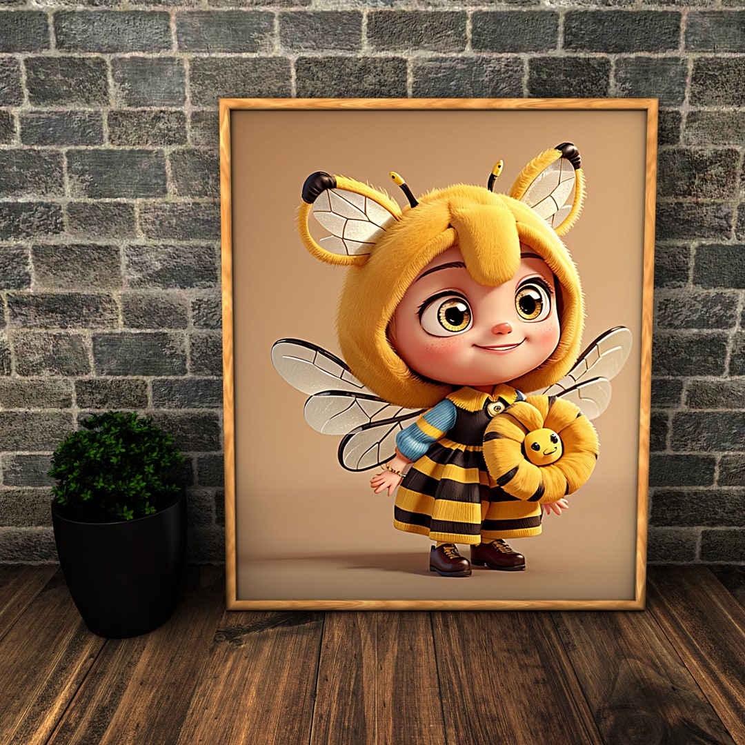 Cute Bee Girl Printable Wall Art Digital Download for Animal - Etsy