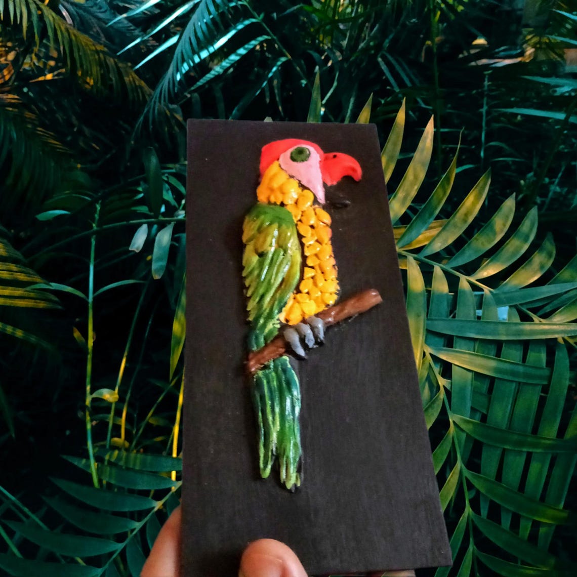 Handmade Parrot Clay Relief Art, Unique Wall Decor for Bird Lovers ...