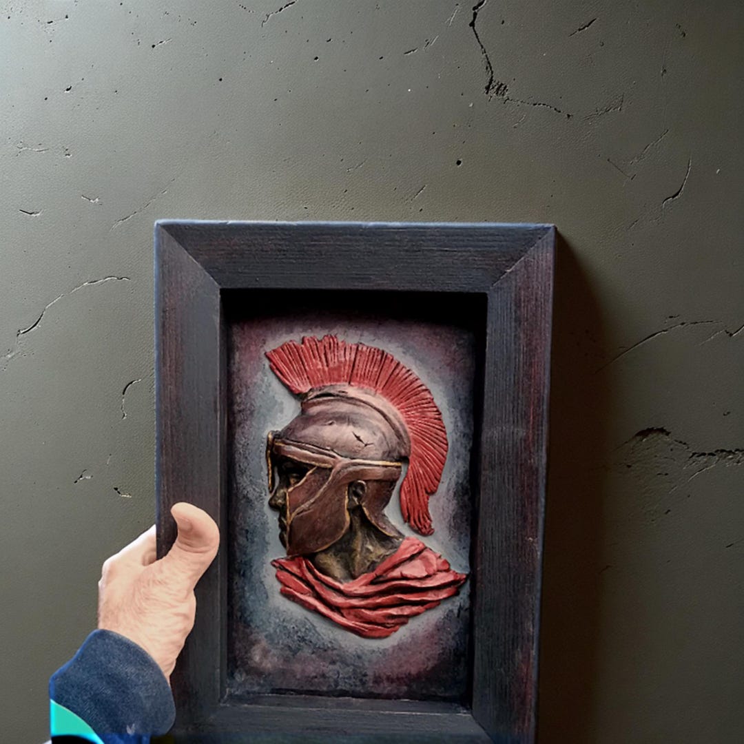 Handmade Spartan Clay Relief Sculpture: Gladiator Ancient Greek Warrior ...