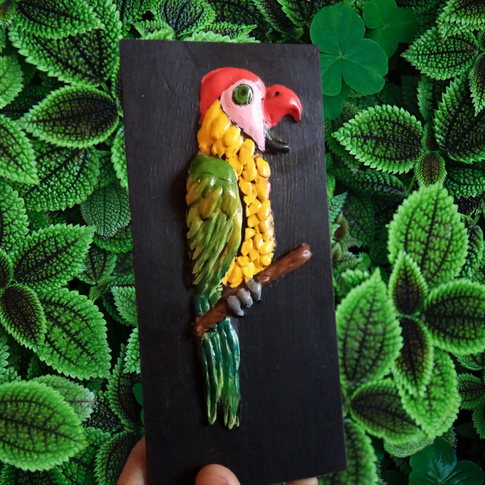 Handmade Parrot Clay Relief Art, Unique Wall Decor for Bird Lovers ...