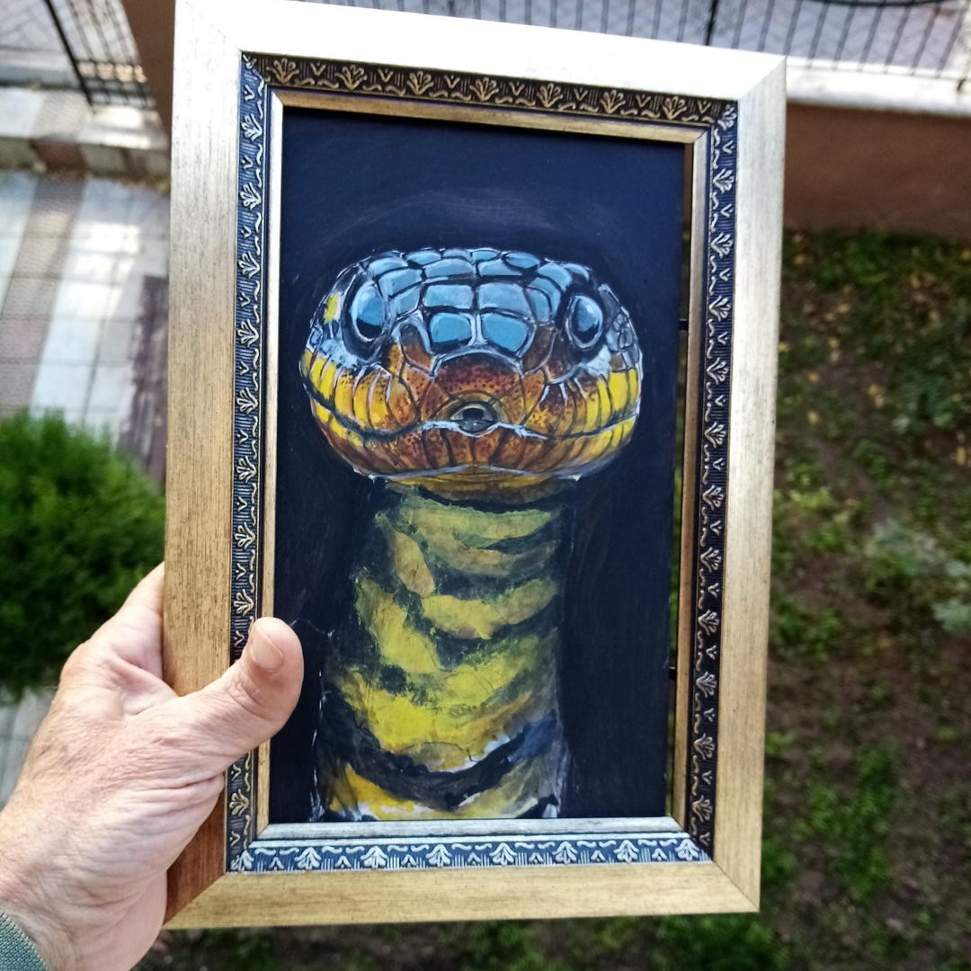 Hyper Realistic Hand-painted Snake Wall Art, Reptile Acrylic Painting ...