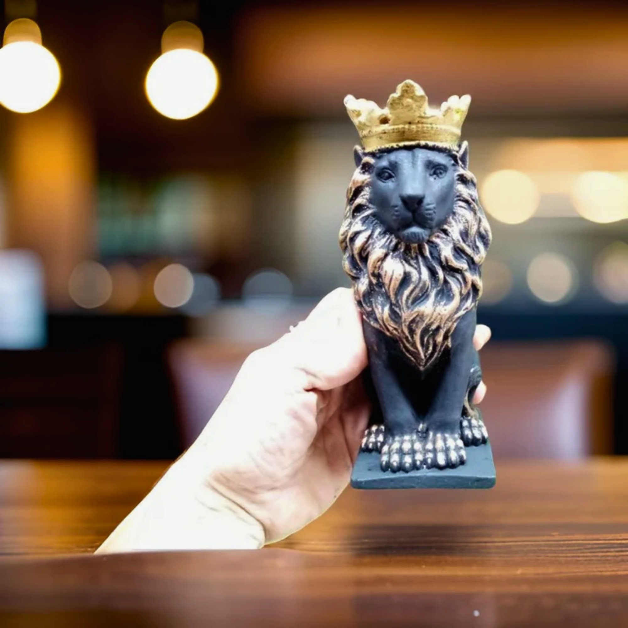 Lion Statue With Kingly Crown, Majestic Decor for Living Room, Unique ...