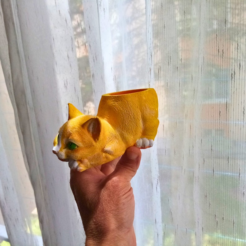 Cute Cat Trinket Jewelry Box Figurine, Figural Handpainted Kitten ...