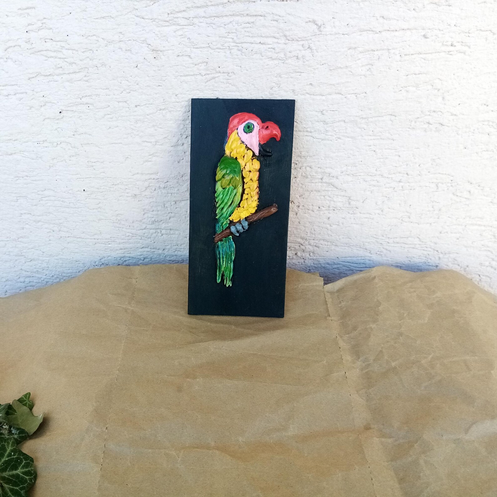 Handmade Parrot Clay Relief Art, Unique Wall Decor for Bird Lovers ...