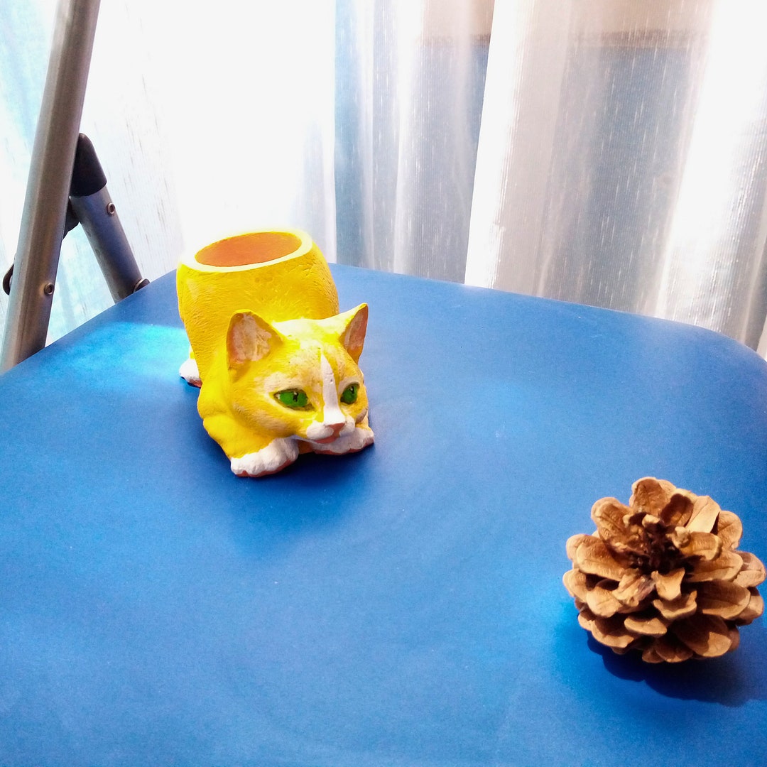 Cute Cat Trinket Jewelry Box Figurine, Figural Handpainted Kitten ...