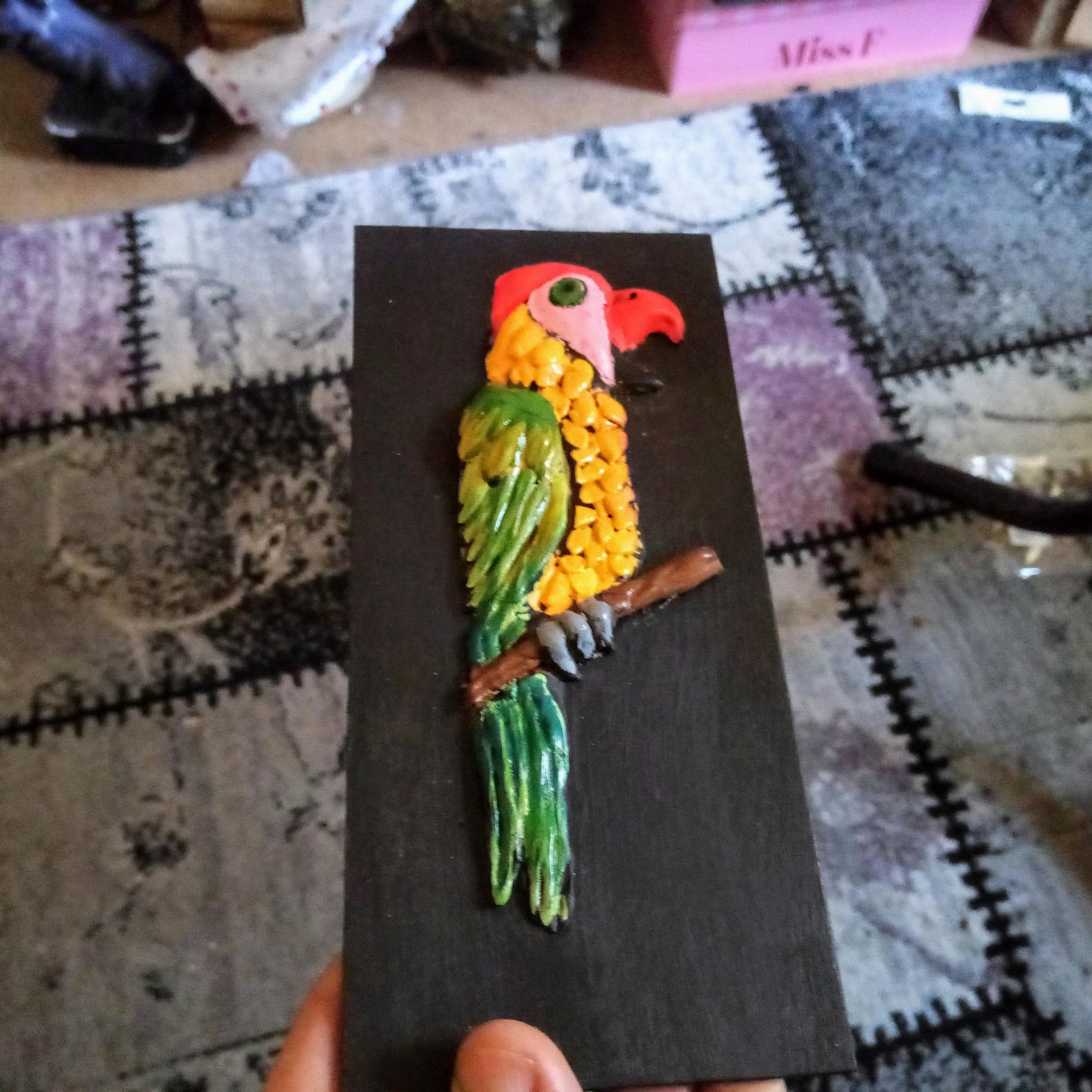 Handmade Parrot Clay Relief Art, Unique Wall Decor for Bird Lovers ...