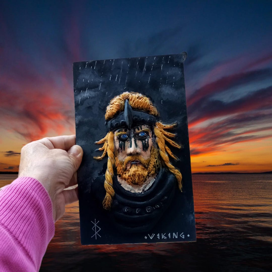 Bas Relief Art : Viking Warrior, Original Clay on MDF, Handmade Home ...