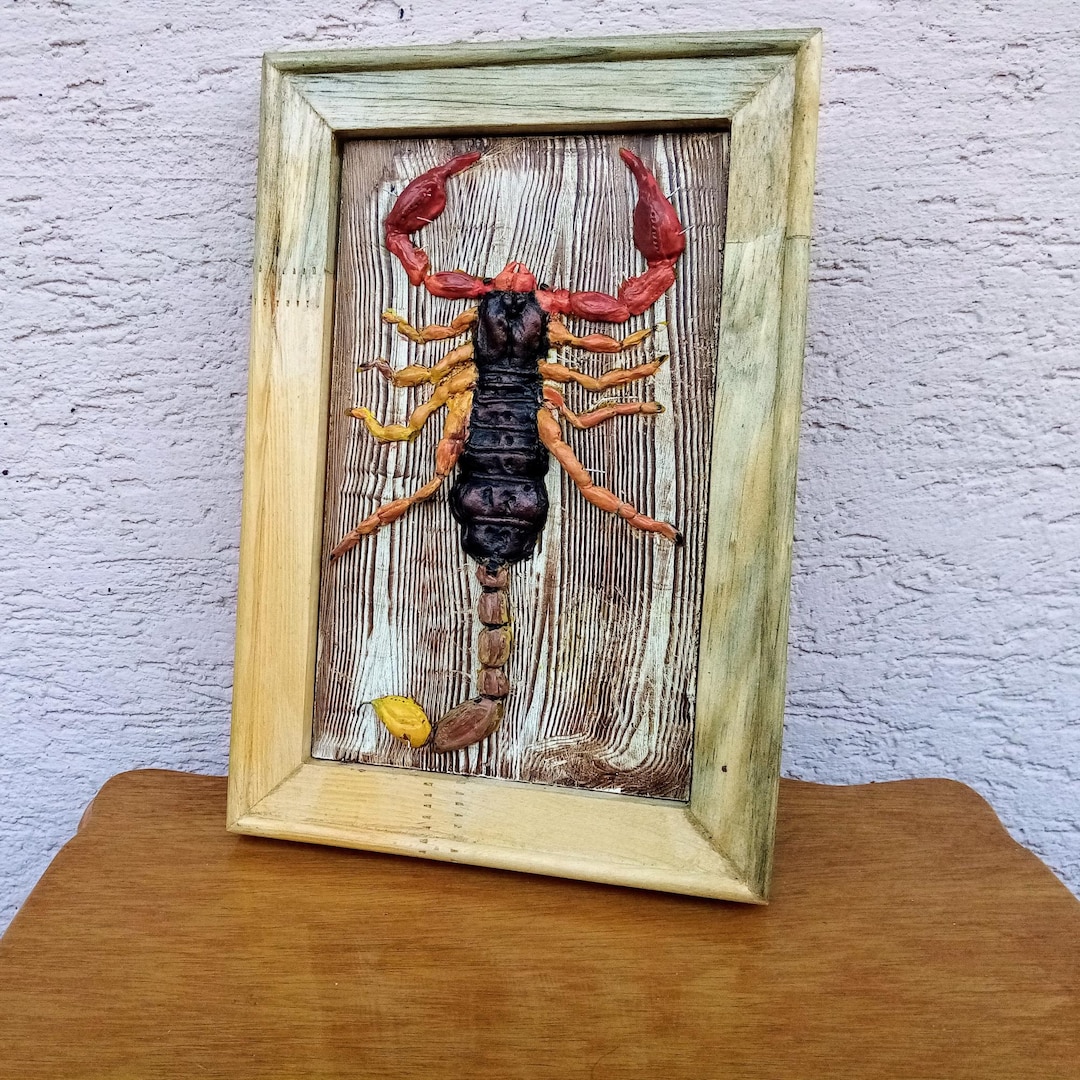 Majestic Scorpion Clay Relief Sculpture Handmade Wall Art for Wildlife ...
