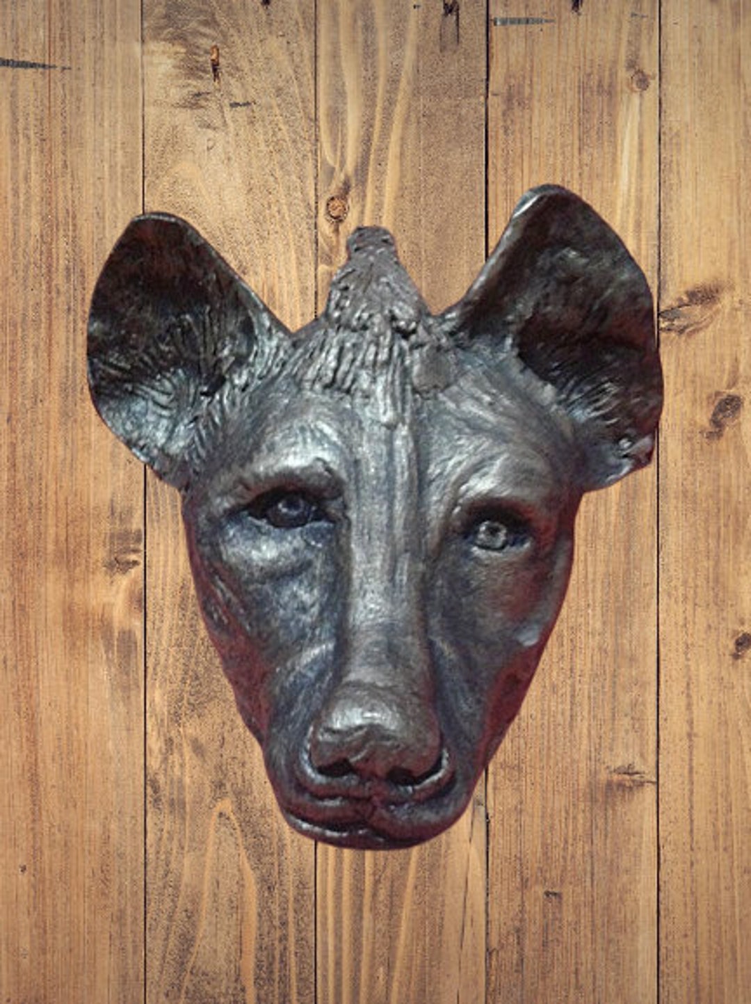 Hyena Bust Clay Wildlife Sculpture. Unique Handmade Statue Hyena Head ...