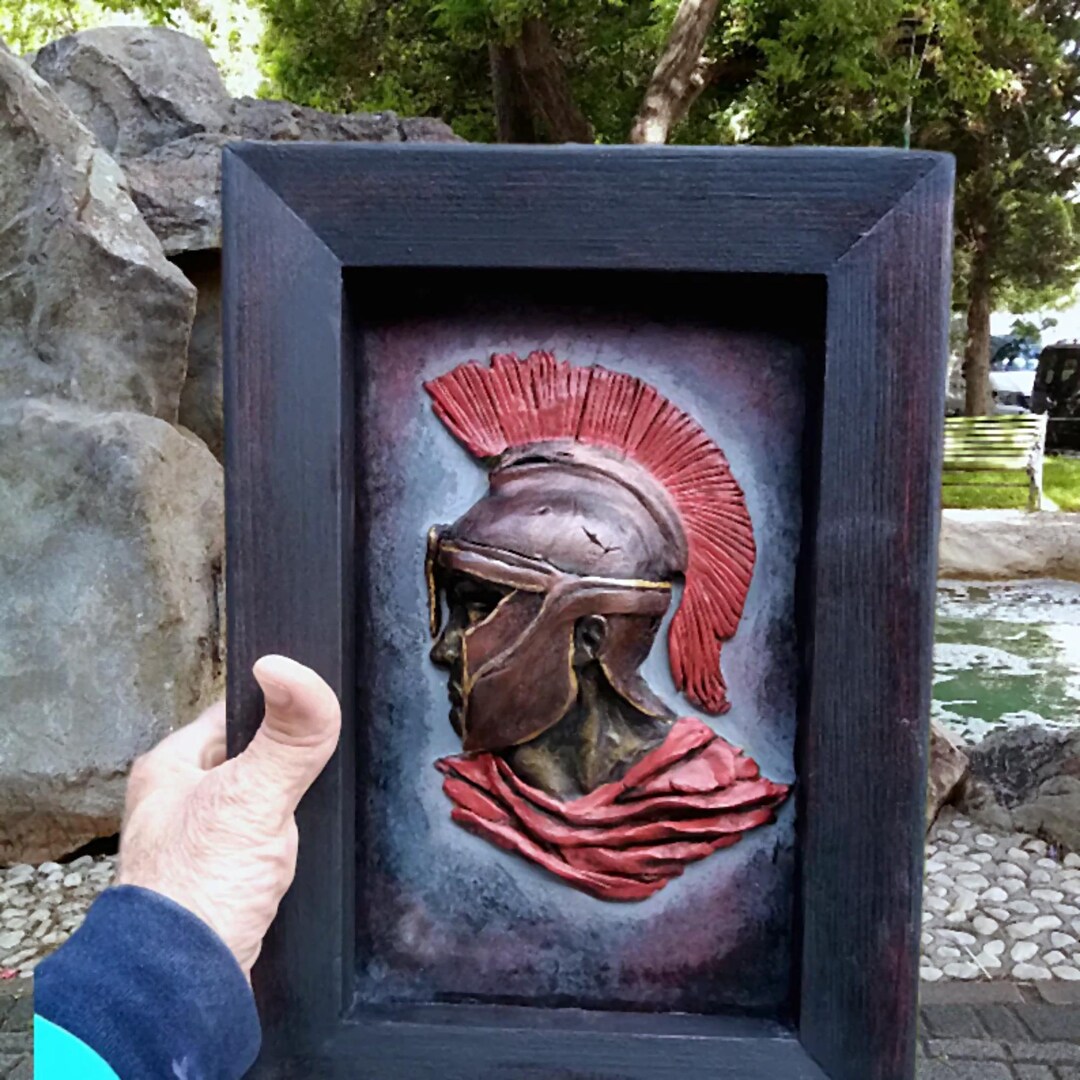 Spartan Soldier Sculpture, Ancient Greek Clay High Relief - Roman ...