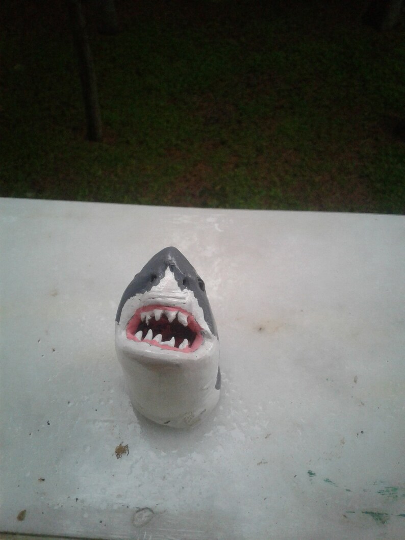 Shark Head Sculpture - Clay Predator Figurine - Sea Lover Gift - Ocean ...