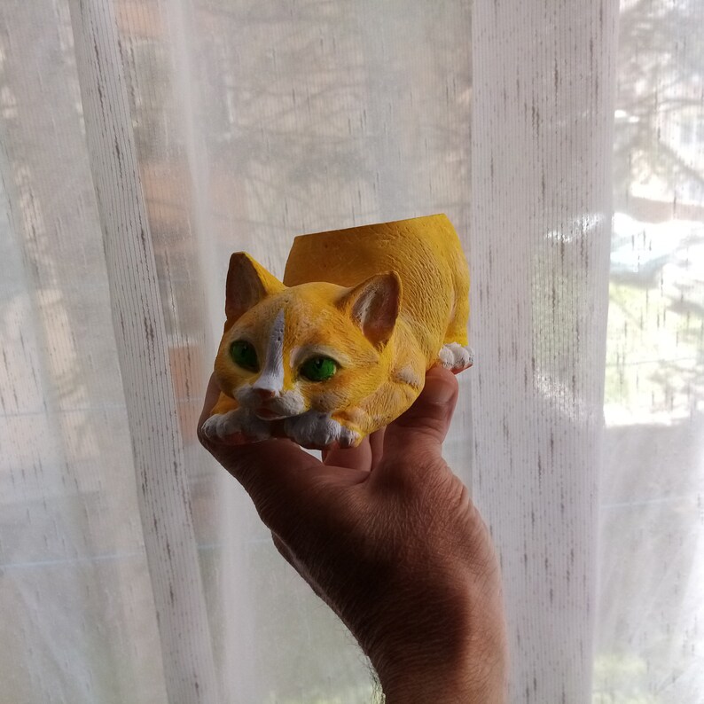 Cute Cat Trinket Jewelry Box Figurine, Figural Handpainted Kitten ...