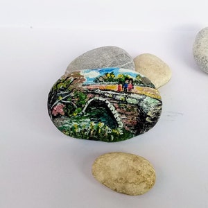Stone Bridge Painting Rock Bridge Hand Painted Rock Painted Stone ...
