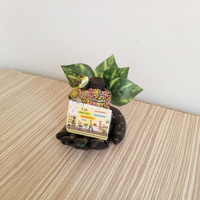 Snake Business Card Holder – Handcrafted Reptile Desk Decor – Sculpted ...