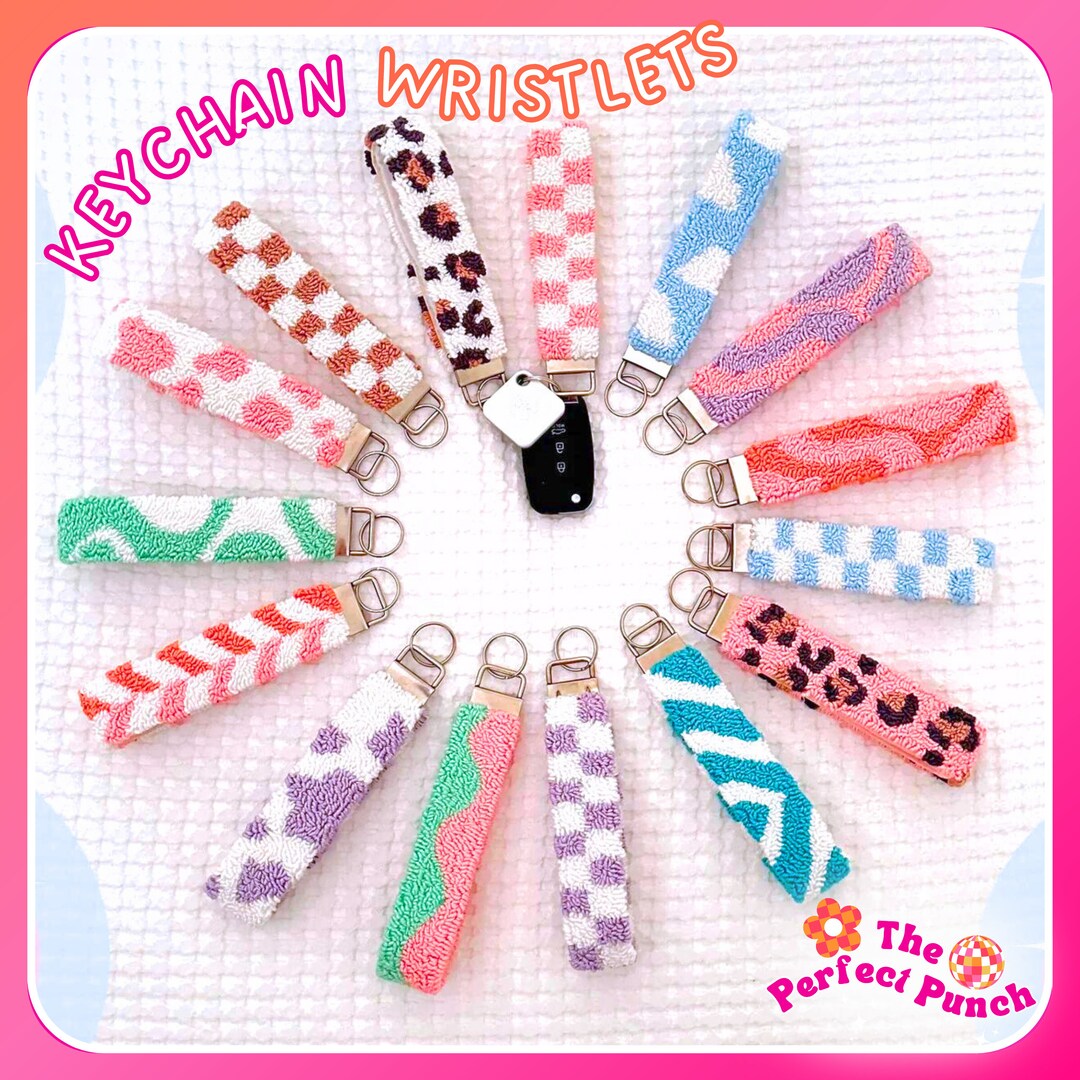 Punch Needle Keychain Wristlet Punch Needle Keychain Keychain Wristlet ...