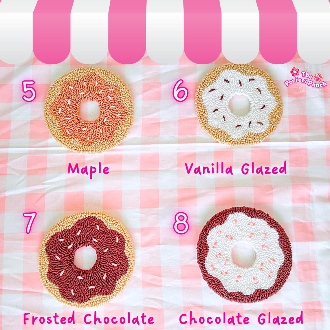 Donut Punch Needle Mug Rug Coaster Donut Decor Coffee Table Decor Punch ...