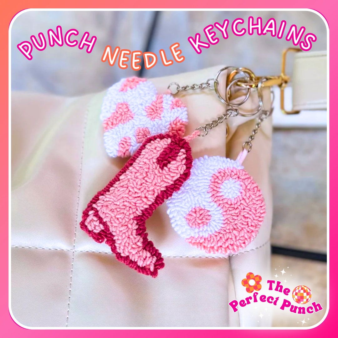 Punch Needle Keychain | Purse Charm | Kawaii Keychain | Punch Needle ...