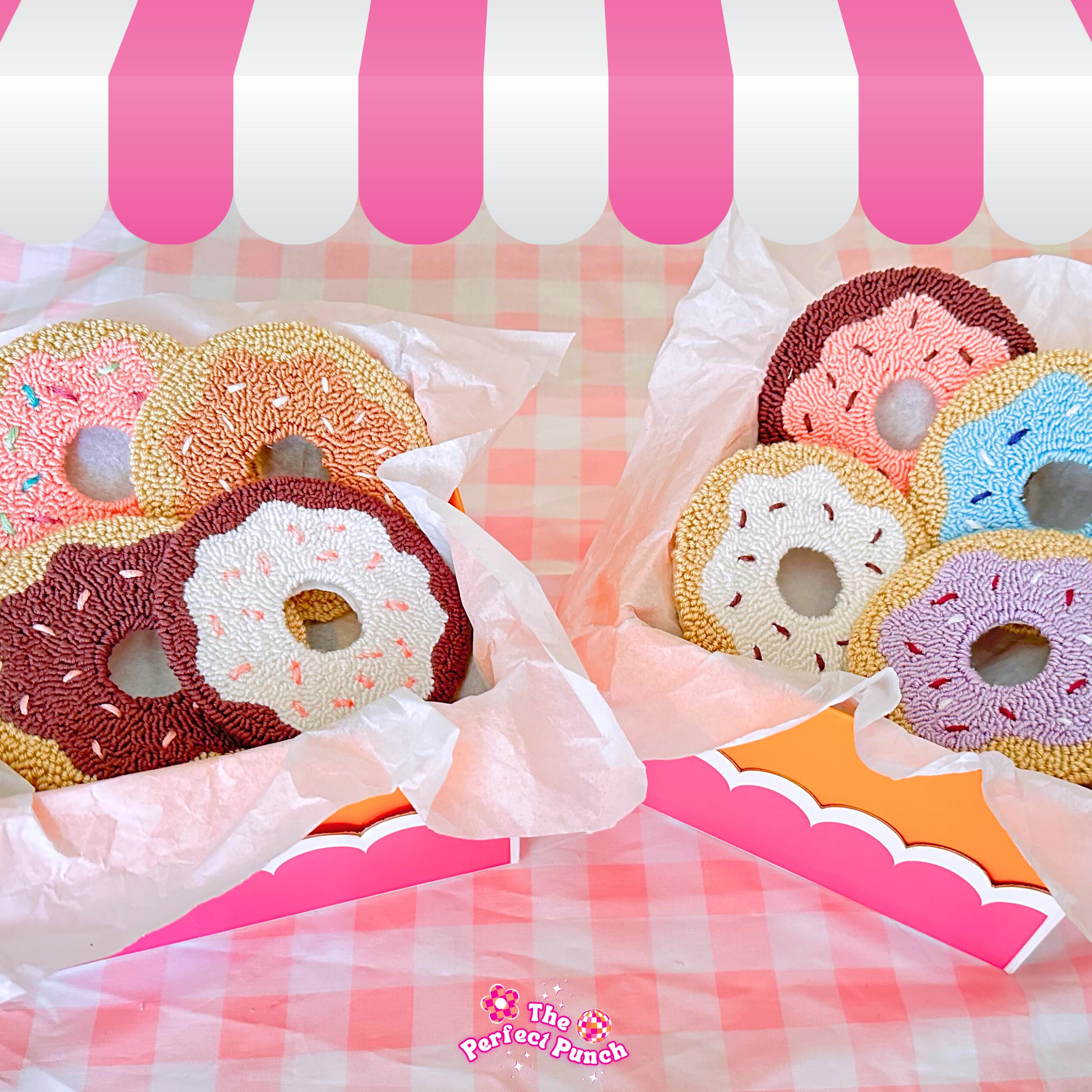 Donut Punch Needle Mug Rug Coaster Donut Decor Coffee Table Decor Punch ...