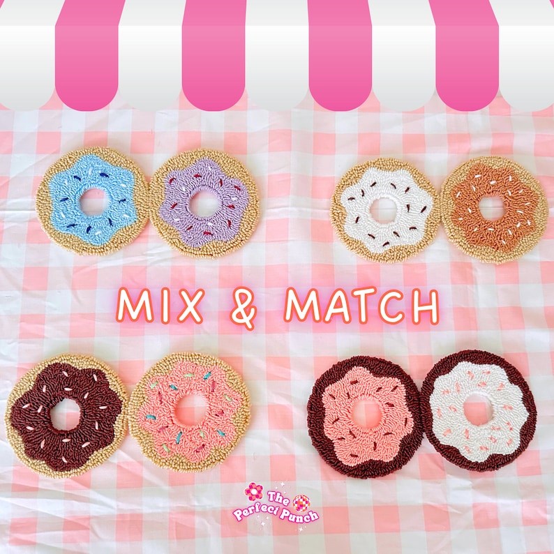 Donut Punch Needle Mug Rug Coaster Donut Decor Coffee Table Decor Punch ...