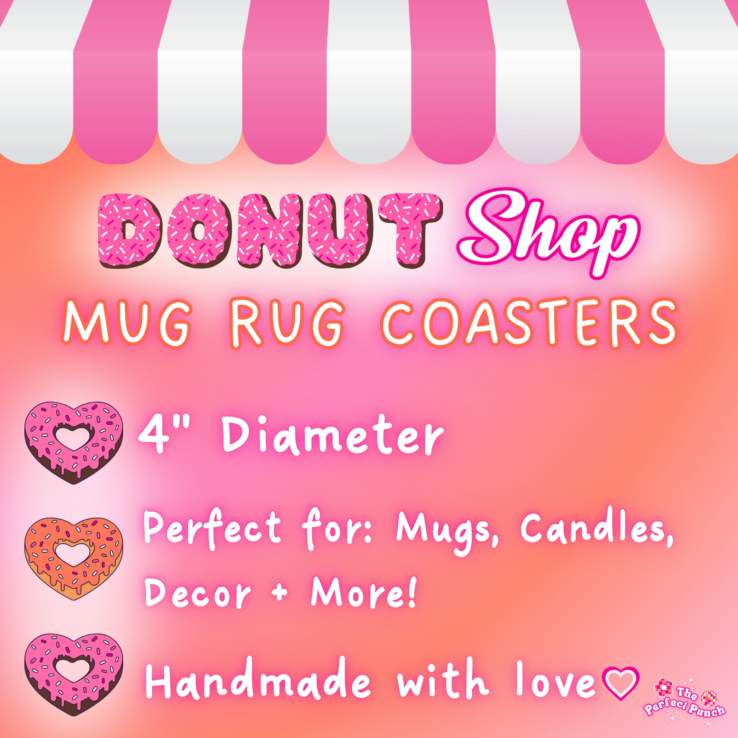 Donut Punch Needle Mug Rug Coaster Donut Decor Coffee Table Decor Punch ...
